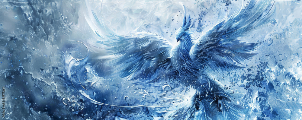 Phoenix bird background featuring an icy realm, with the bird depicted ...