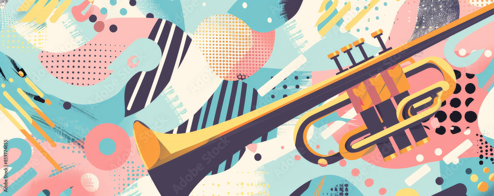 Retro jazz music background with pastel colors and vintage patterns ...