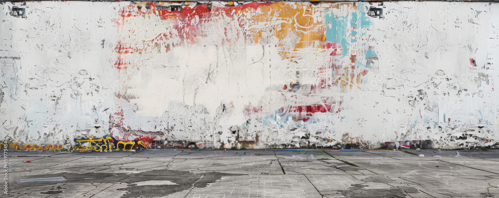White Graffiti Wall: A white wall with faint graffiti and street art ...
