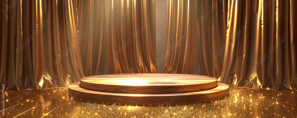 Winner award podium background featuring a polished wood podium with ...