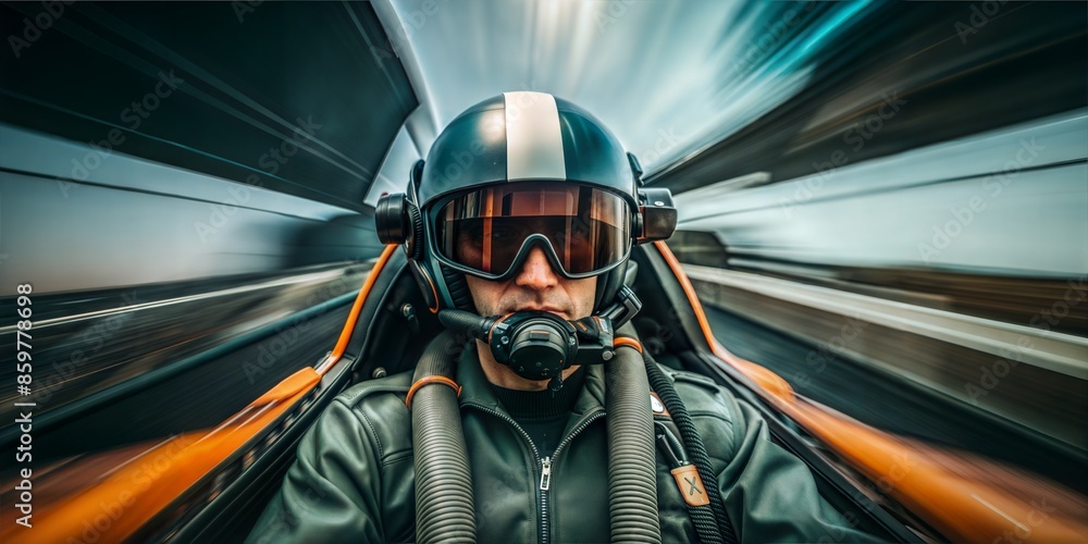 Jet Fighter Pilot in Action. Dynamic close-up of a military pilot in ...