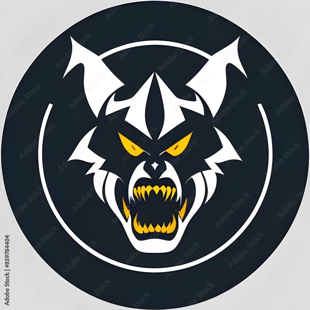 an image of a vector illustration logo of an Evil monster devil head ...