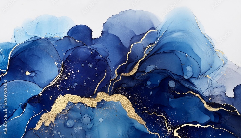 navy blue alcohol ink with gold glitter abstract fluid art watercolor ...