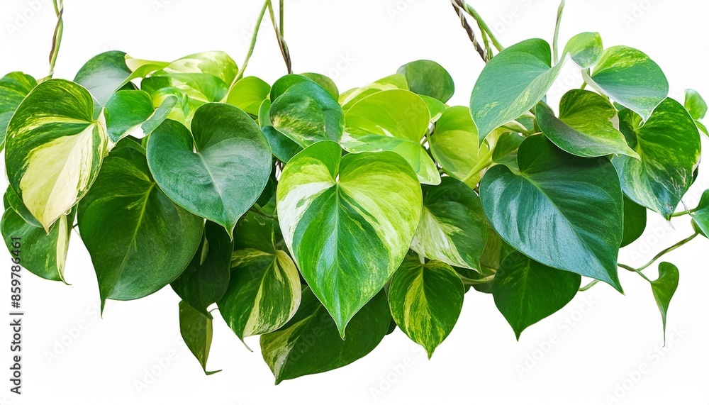 heart shaped green variegated leave hanging vine plant bush of devilrs ...
