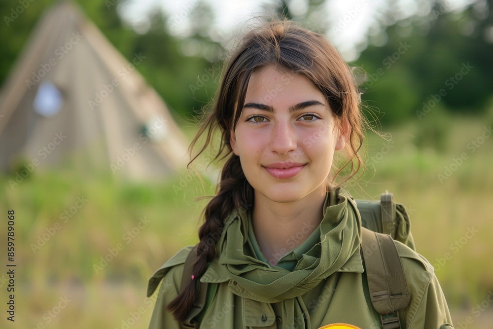 Teen girl scout at summer camp, immersing in outdoor education and ...