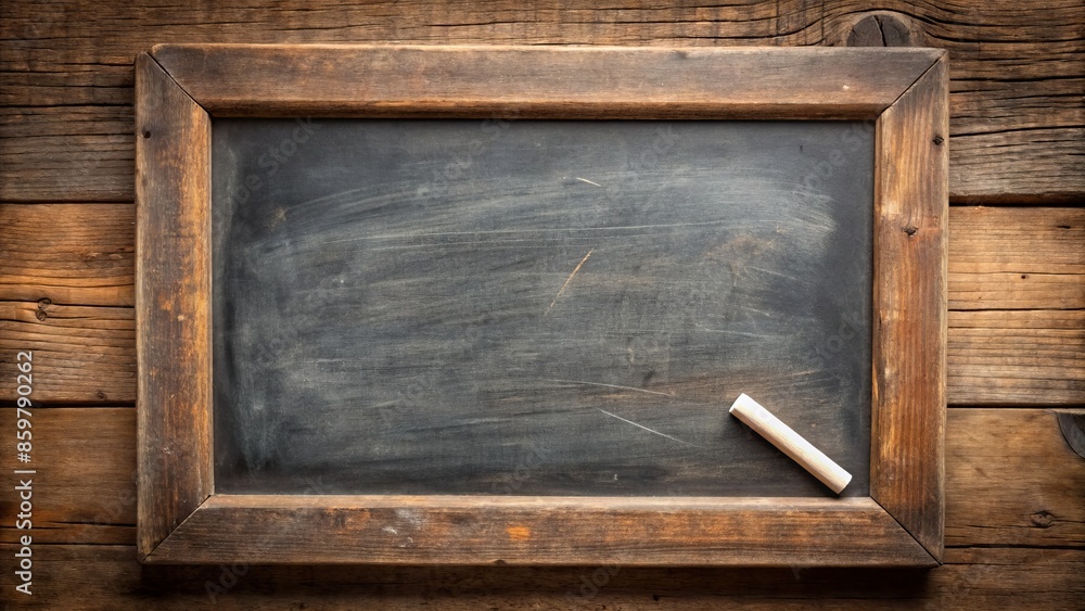 Retro styled vintage blackboard with worn wooden frame, old chalk ...