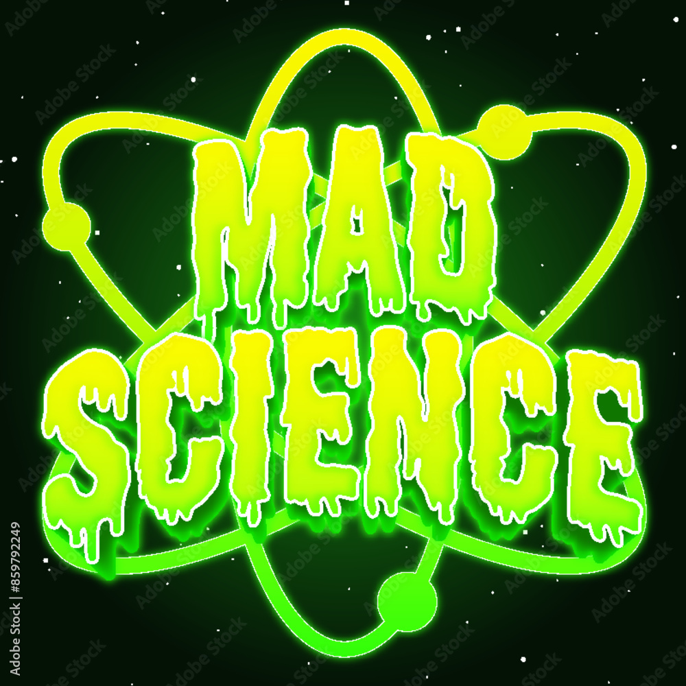 mad science logo text green poison scientist editable text effect font style template design ...