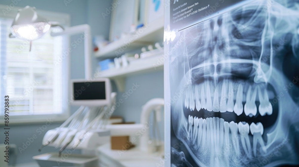 Dentist's Office Wall: Displaying dental education posters, X-ray ...