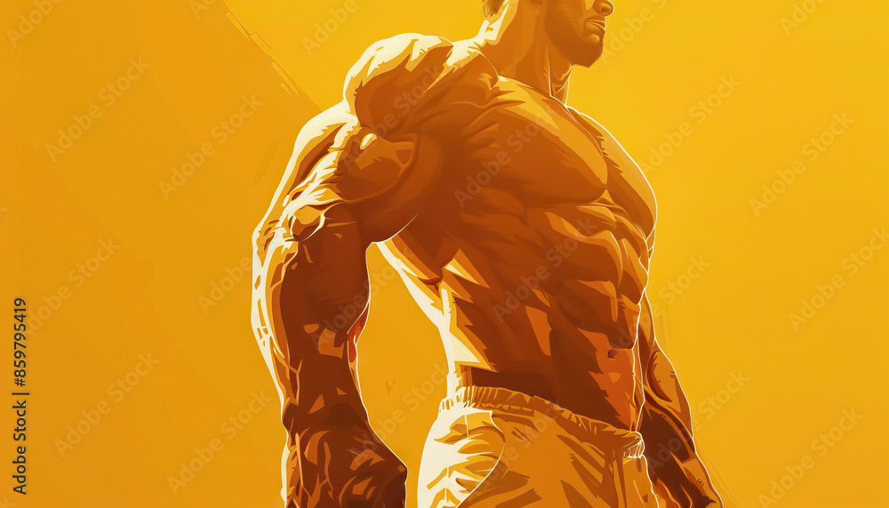 Strength is the anthem of the muscular: Illustrate a muscular person ...