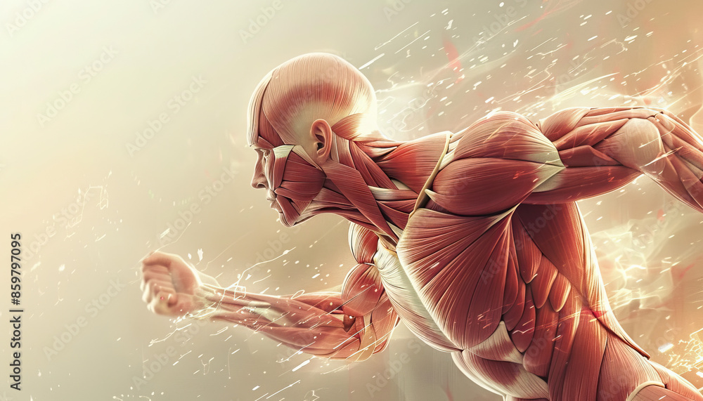 Muscles are the embodiment of kinetic energy: Depict a person in motion ...