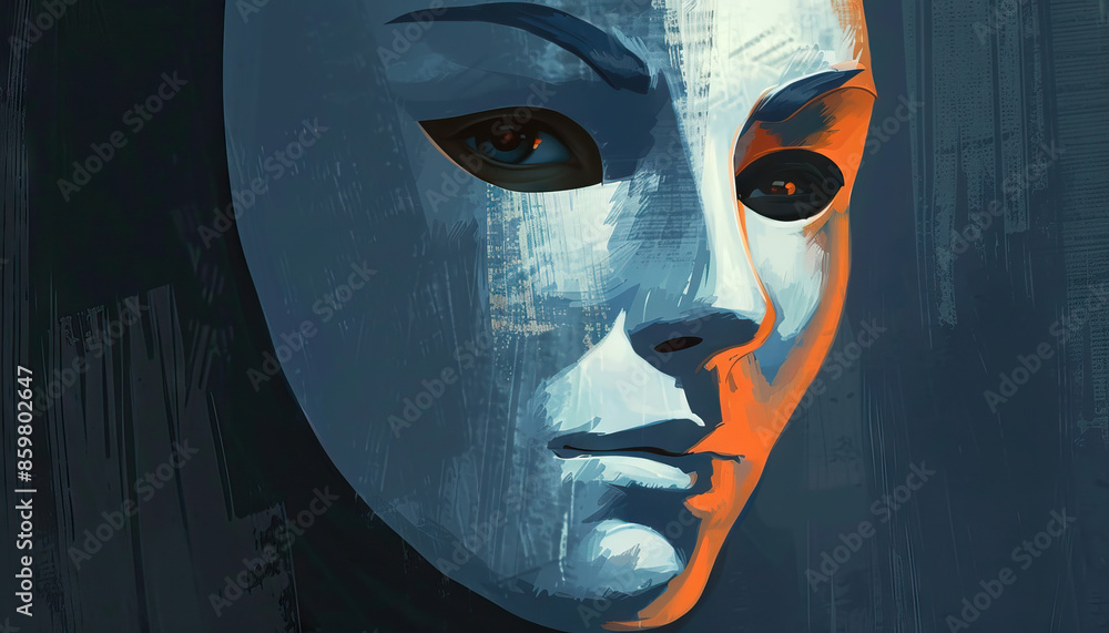 Deceit is the mask of digital scammers: Visualize a scammer wearing a ...