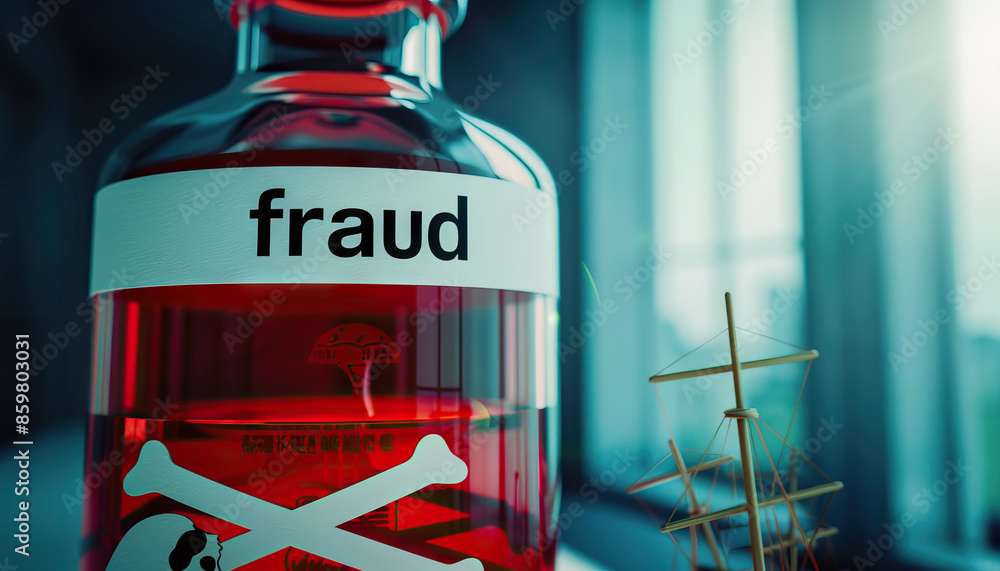 Fraud is the poison of digital scammers: Picture a bottle labeled ...