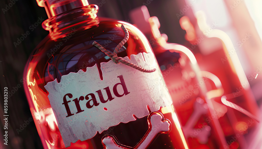 Fraud is the poison of digital scammers: Picture a bottle labeled ...