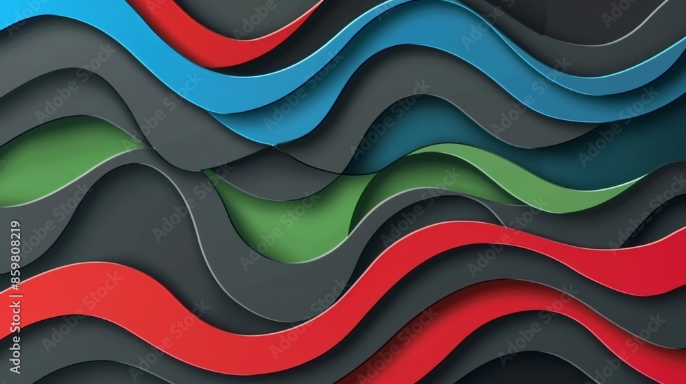 digital rendering of a colorful, layered paper background with a wavy ...