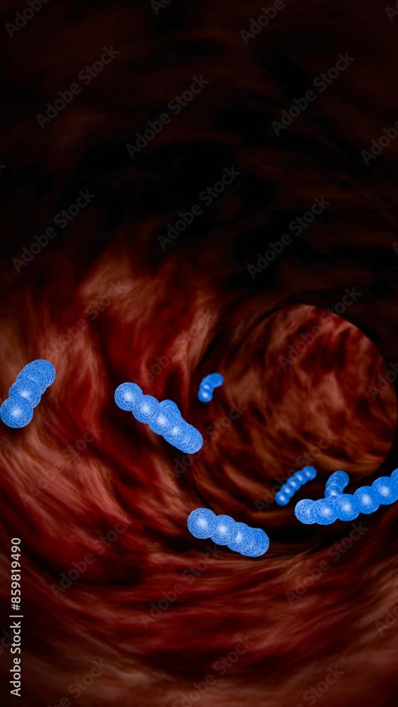 Streptococcus type A, flesh-eating bacteria. The spread of bacteria in ...