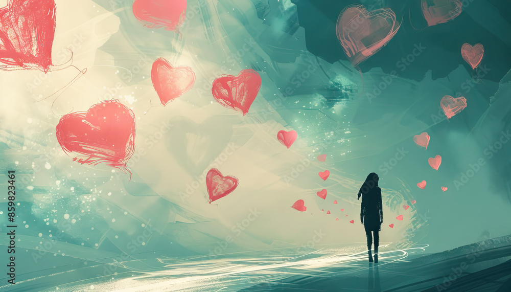 Heartbreak is the echo of lost promises: Illustrate a person standing ...