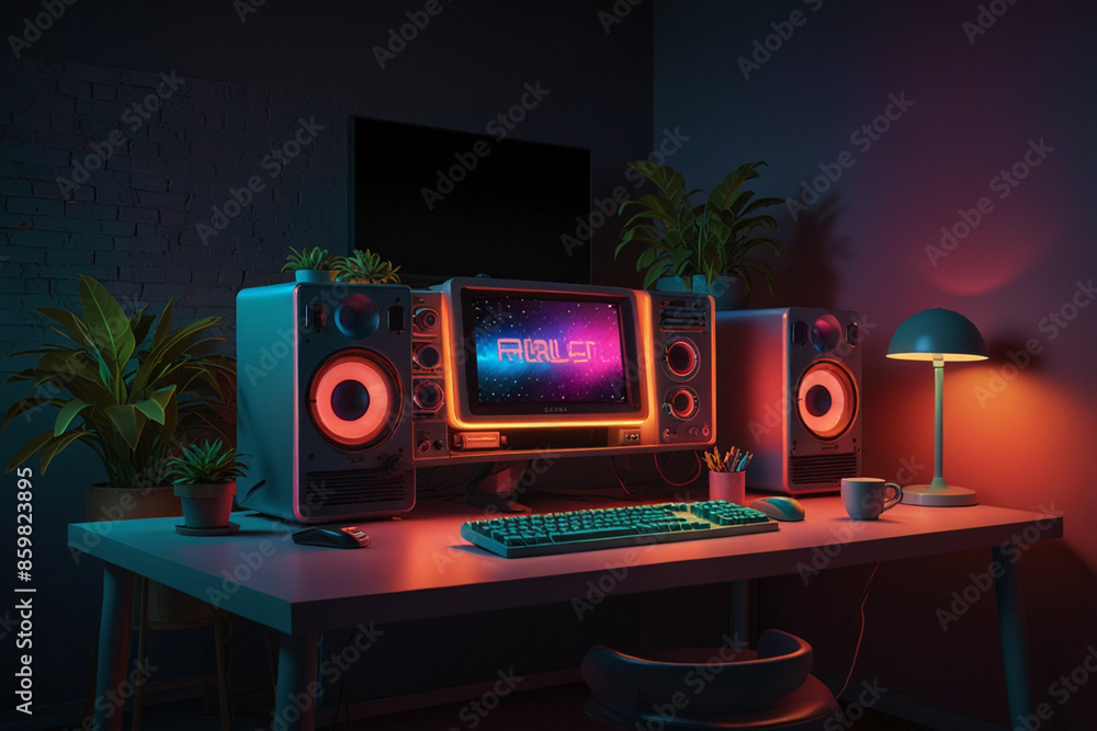 ภาพประกอบสต็อก Computer in the office | RGB Gaming pc | liqued cooler ...