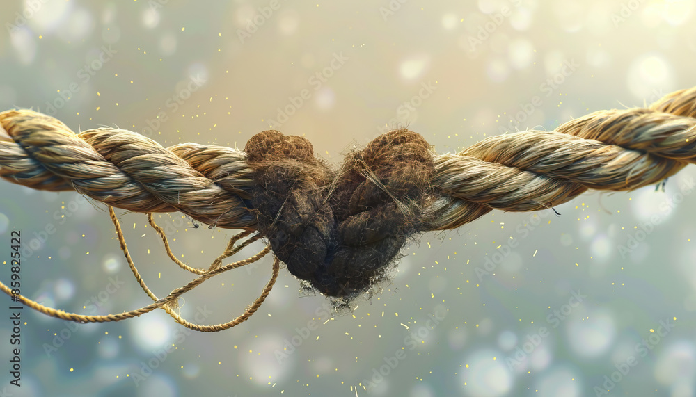 Heartbreak is the unraveling of a once-tight bond: Illustrate a rope ...
