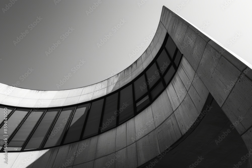 Dynamic Architectural Curves Captured In Monochrome Highlighting The Interplay Of Light And