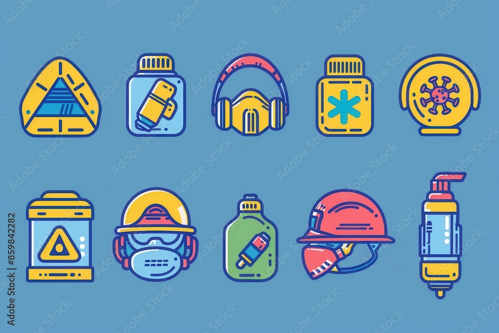 covid19 safety icons simple vector line illustrations graphic design ...