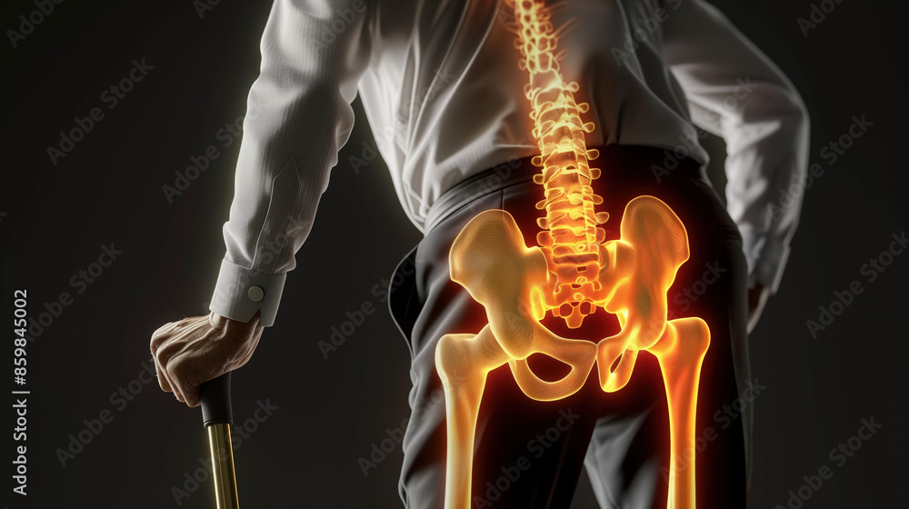 Highlighted Lower Back with Red Pain Zone Illustrating Sciatica ...