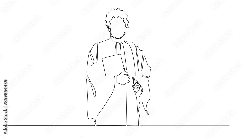 continuous line drawing of judge.single line drawing of judge standing ...