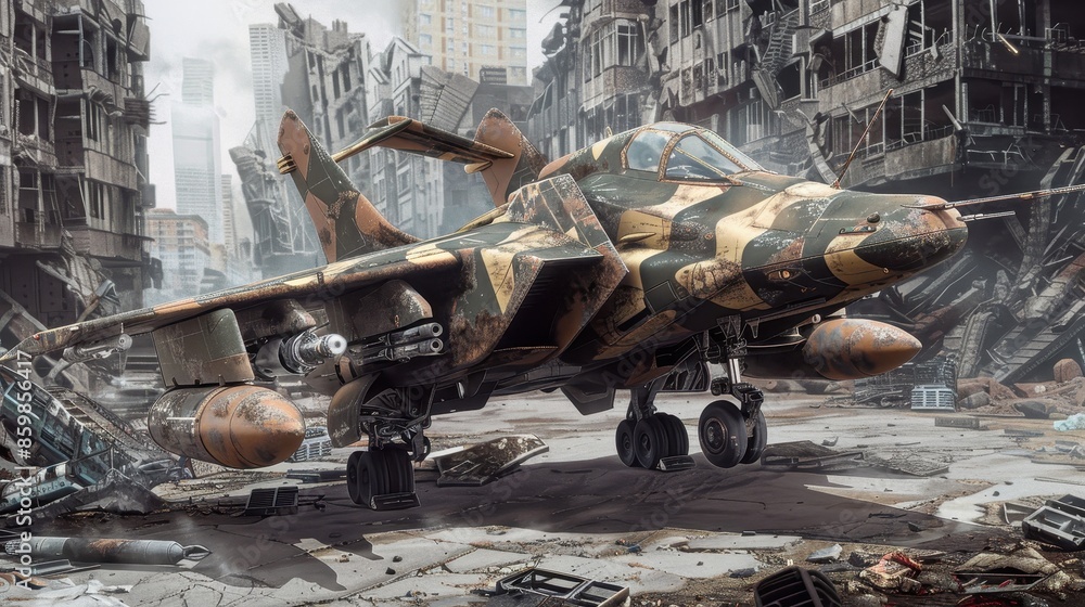 Realistic depiction of a combat mecha with Russian air force camouflage ...