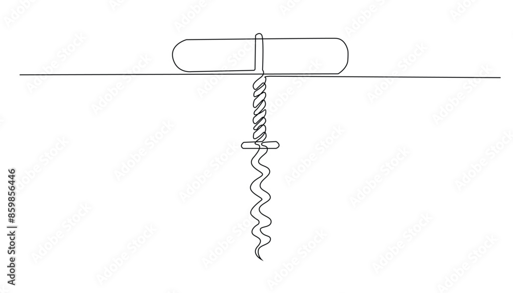 continuous line drawing of corkscrews.one line vector of wine corkscrew ...