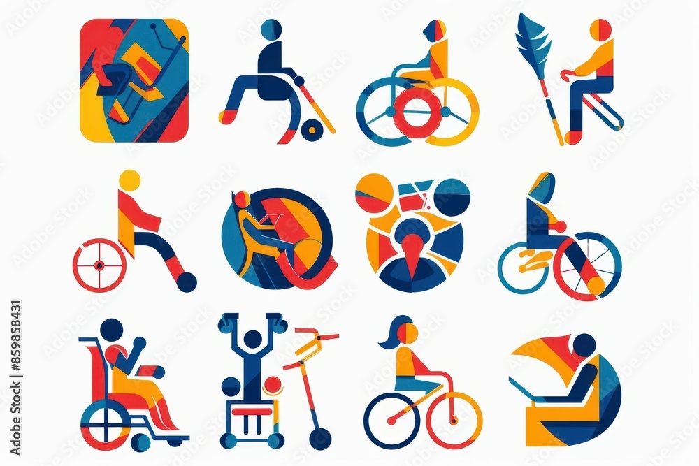 inclusive disability logos modern graphic design set representing ...