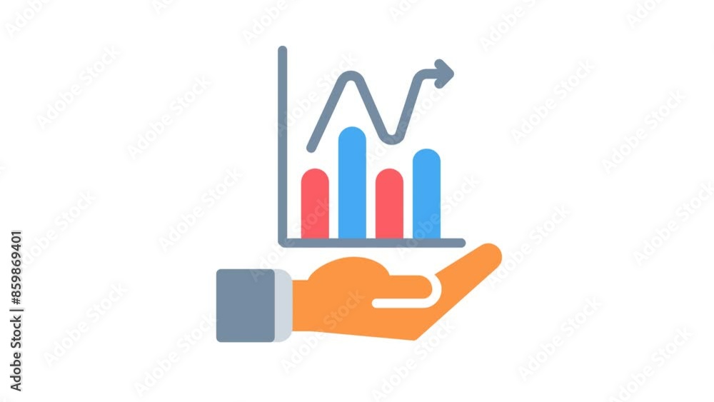 Infographic growth icon animation. Increase sales in business flat ...
