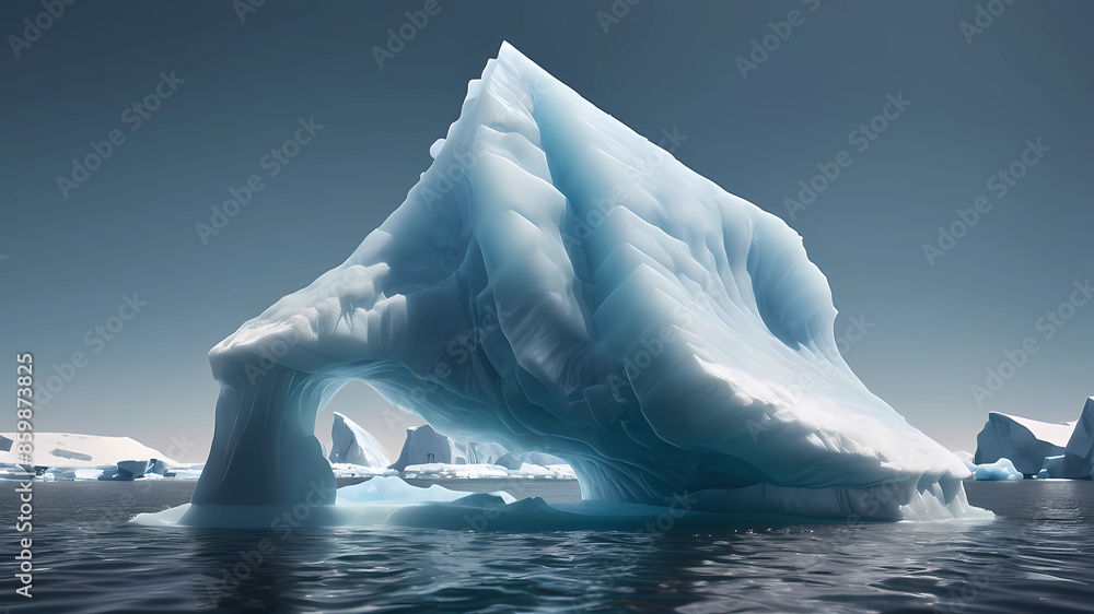 iceberg, top and bottom part, huge bottom, transparent water. the tip ...