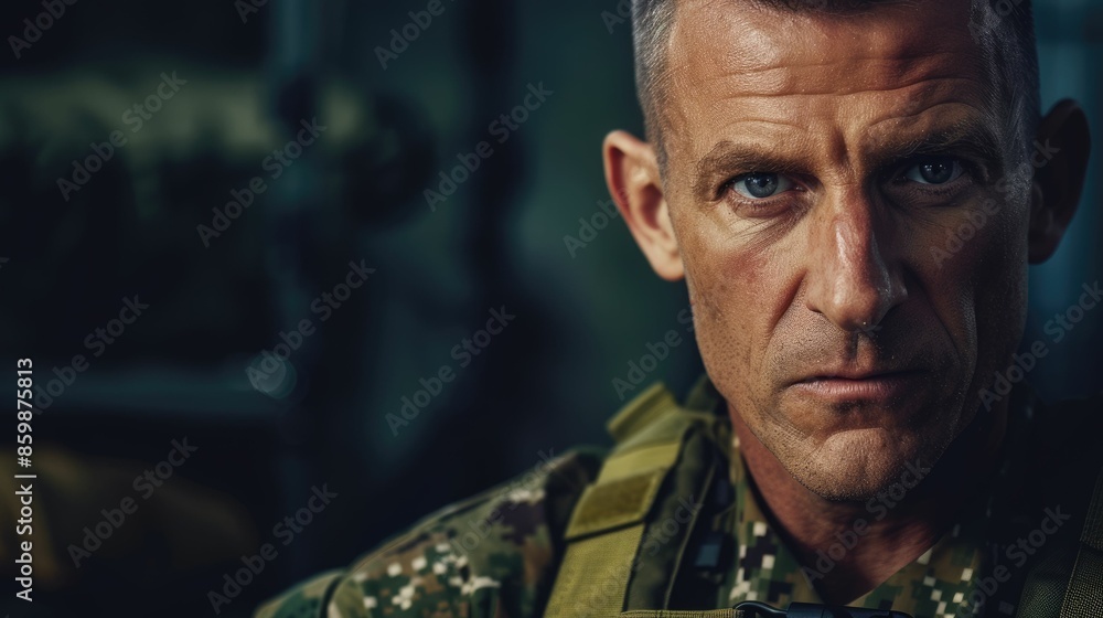 The close up picture of the military officer is working on the ...