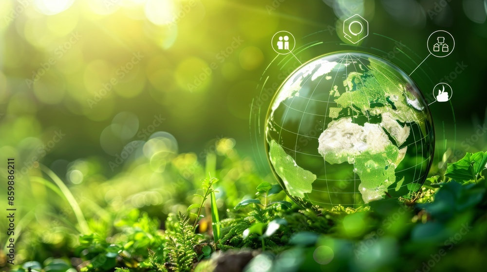 Environment World Earth Day, Green Earth with Environment icons. Saving ... Environment World Earth Day, Green Earth with Environment icons. Saving ...