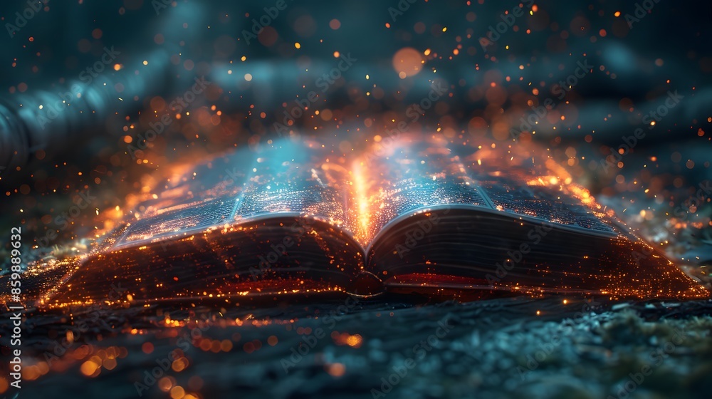 Futuristic digital book designed for modern learning, featuring ...