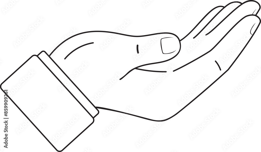 Extended hand symbol of receiving line art. Outstretched, extended hand ...