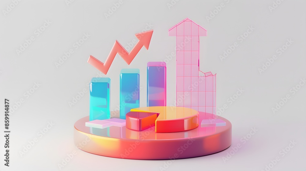 lying composition 3d icon, UI icon, a chart icon, bar chart has a ...