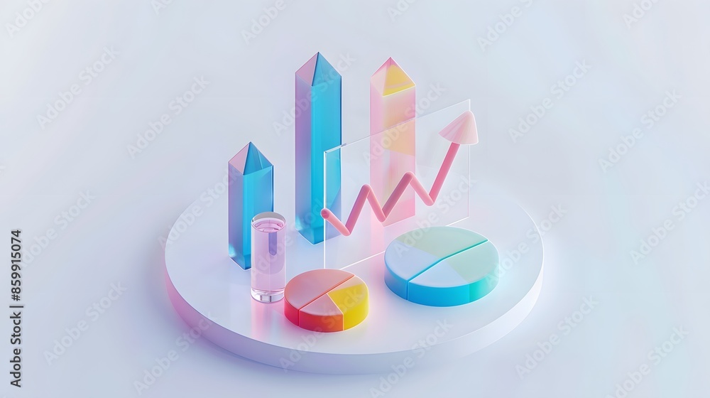 lying composition 3d icon, UI icon, a chart icon, bar chart has a ...