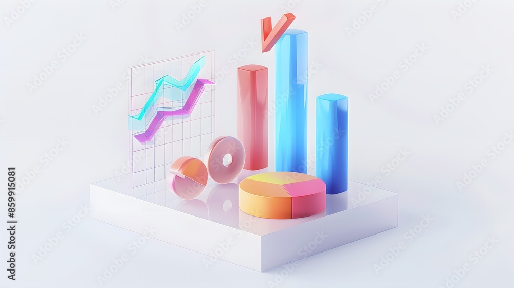 lying composition 3d icon, UI icon, a chart icon, bar chart has a ...