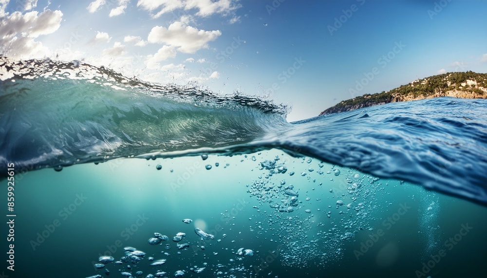 ai generative the view between inside the water and outside the water ...