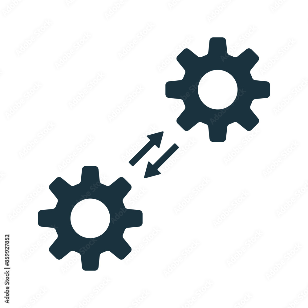 Management symbol, forwarding or transmission, dynamic gear icon ...