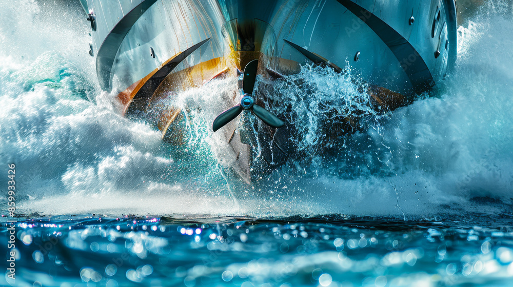Detailed image capturing the energetic spray of seawater created by a ...