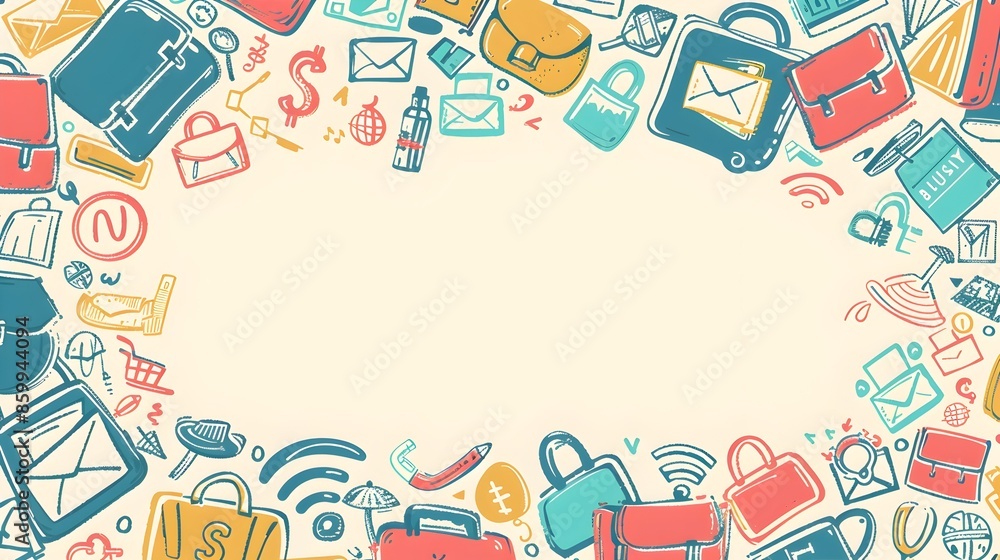 Playful Doodle Style Border Design with Diverse Business and ...