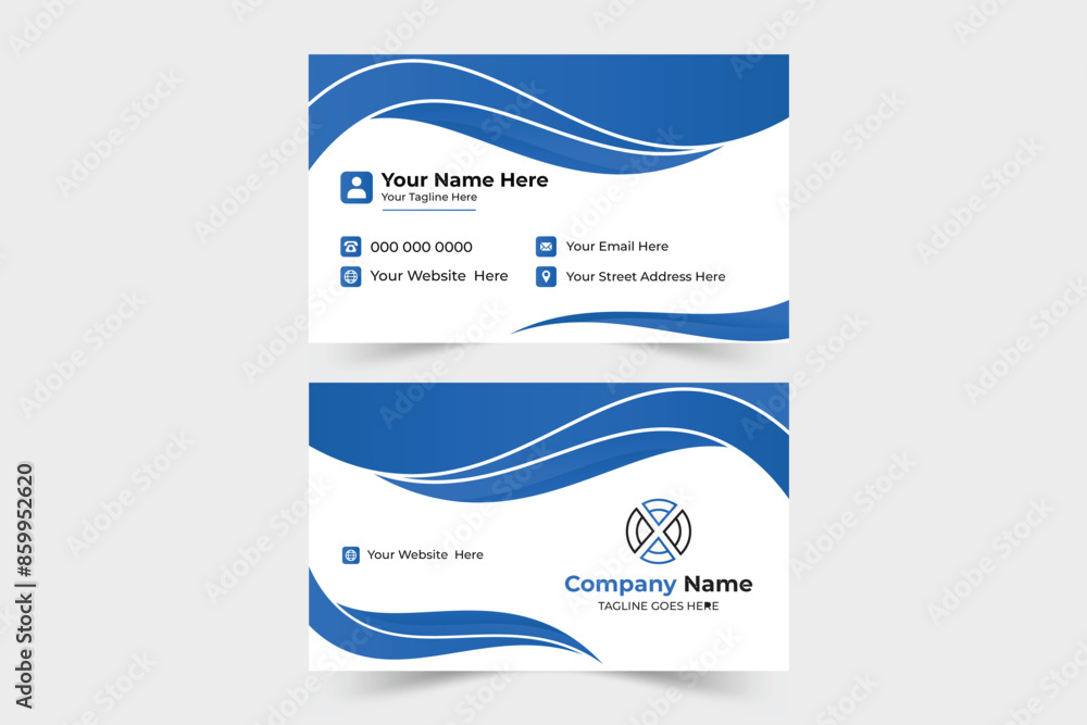 Creative modern Blue Color Name Card and Business Card Design Stock ...