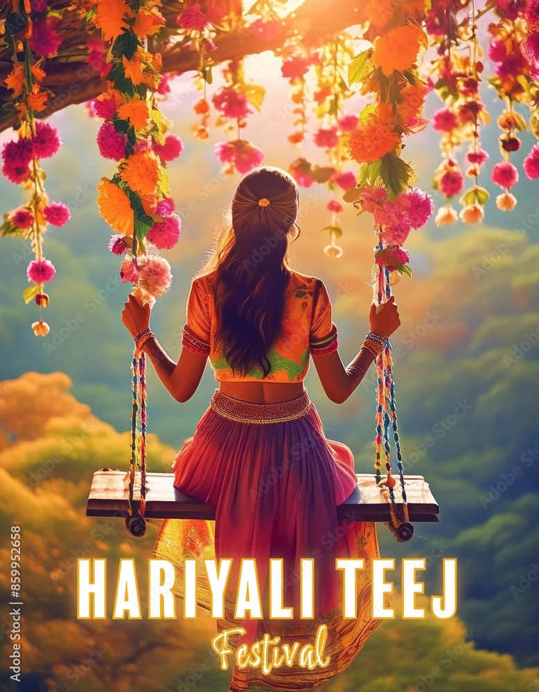 Happy Hariyali Teej Festival Poster Design with A festive beautifully ...