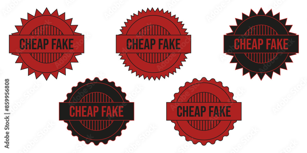 Set of Cheap Fake Stamp isolated white background. Fake marking design ...