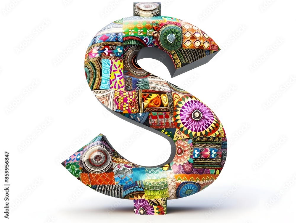 Vibrant 3D Rendered Indian Rupee Symbol Composed of Colorful ...
