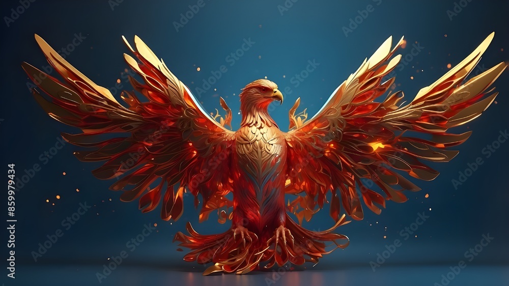 Animal 3D eagle Phoenix bird fire fantasy firebird abstract magic ...