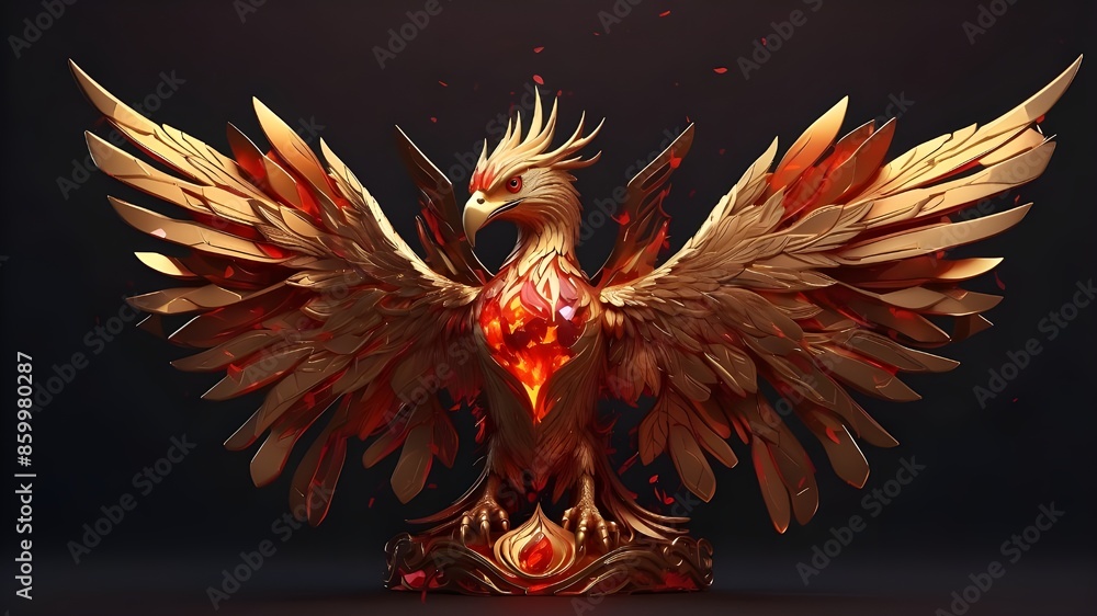 Animal 3D eagle Phoenix bird fire fantasy firebird abstract magic ...