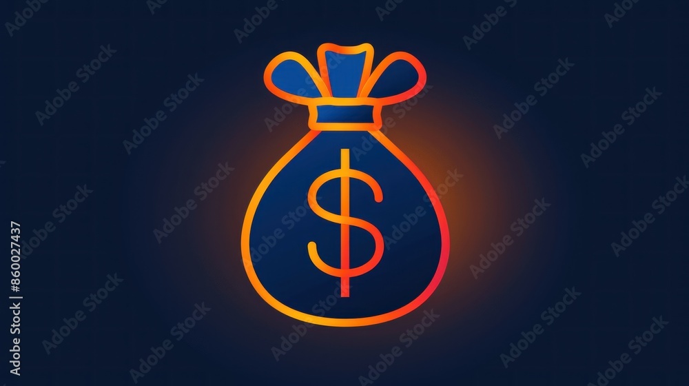 2D graphic of a money bag icon representing wealth and savings ...