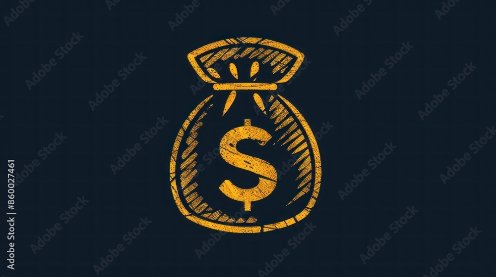 2D graphic of a money bag icon representing wealth and savings ...